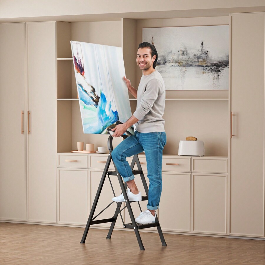 AYYUFE Step Ladder, 3 Step Ladder Folding Step Stool, Multi-Purpose ...