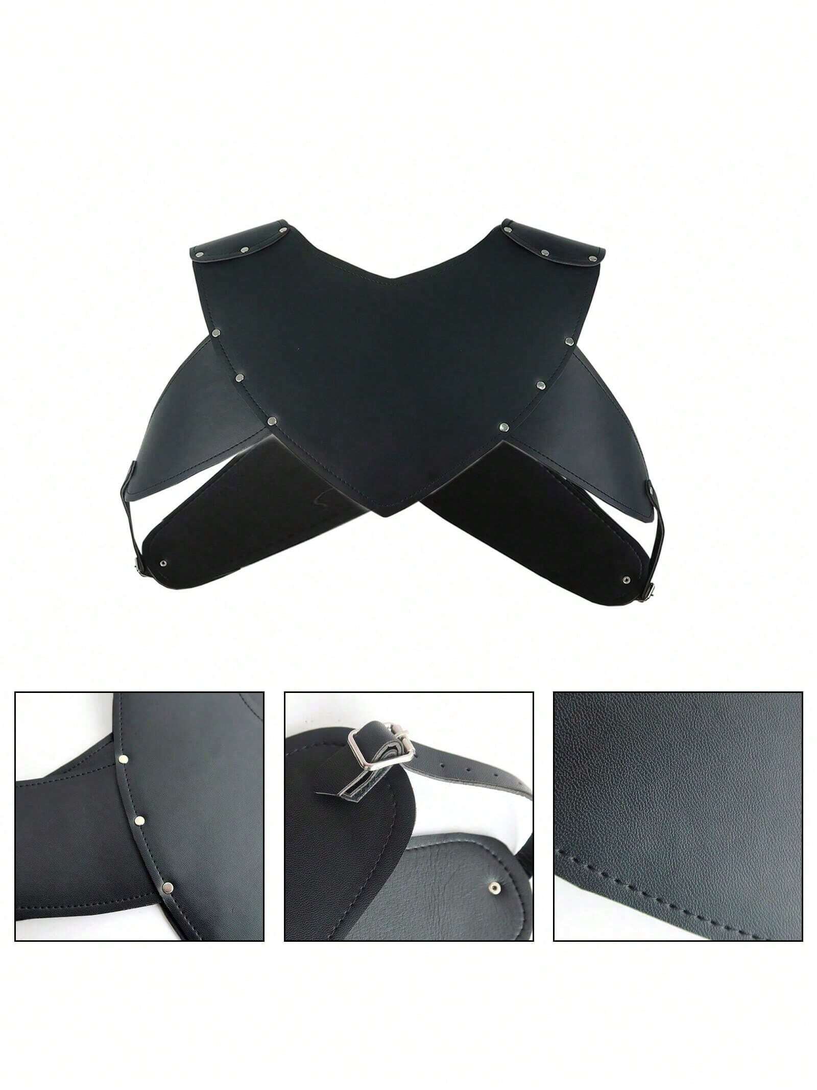 Medieval Vintage Knight Black Breastplate Viking Faux Leather ...