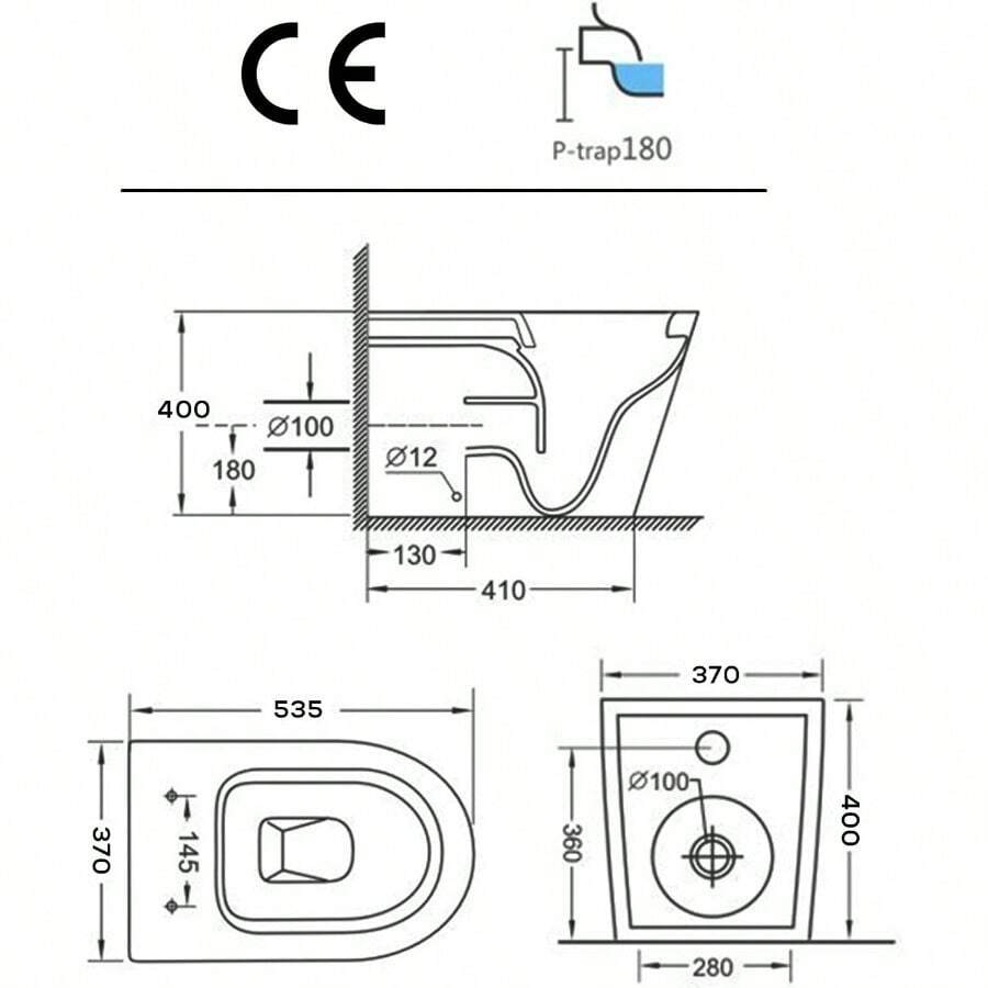 Raised Height Back To Wall Toilet Rimless BTW Pan With White Slim Soft ...