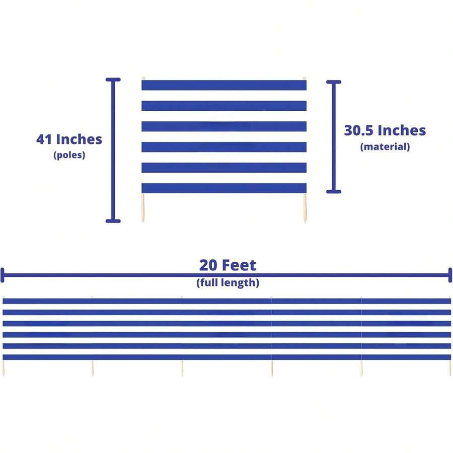 20 Ft Beach Windscreen, Privacy Screen, Wind Blocker - Emerald Blue ...