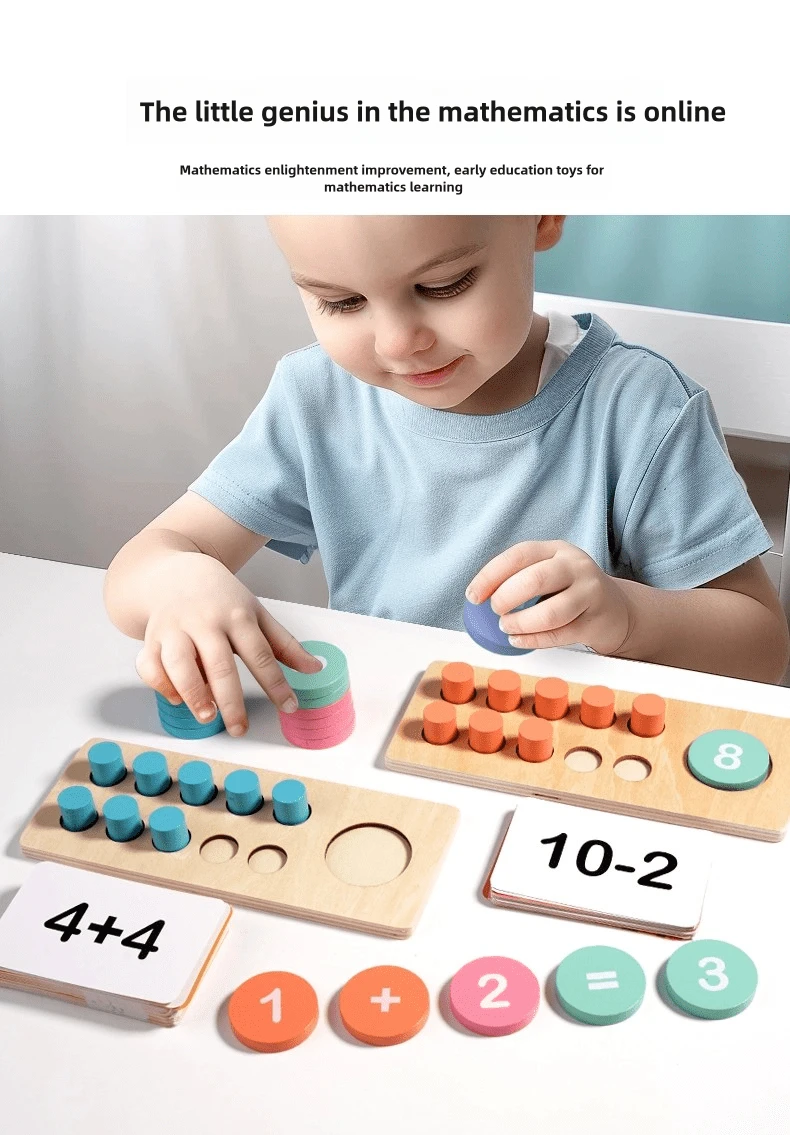 10-Digit Wooden Counting Frame, Montessori Toy, Suitable For Children 3 ...