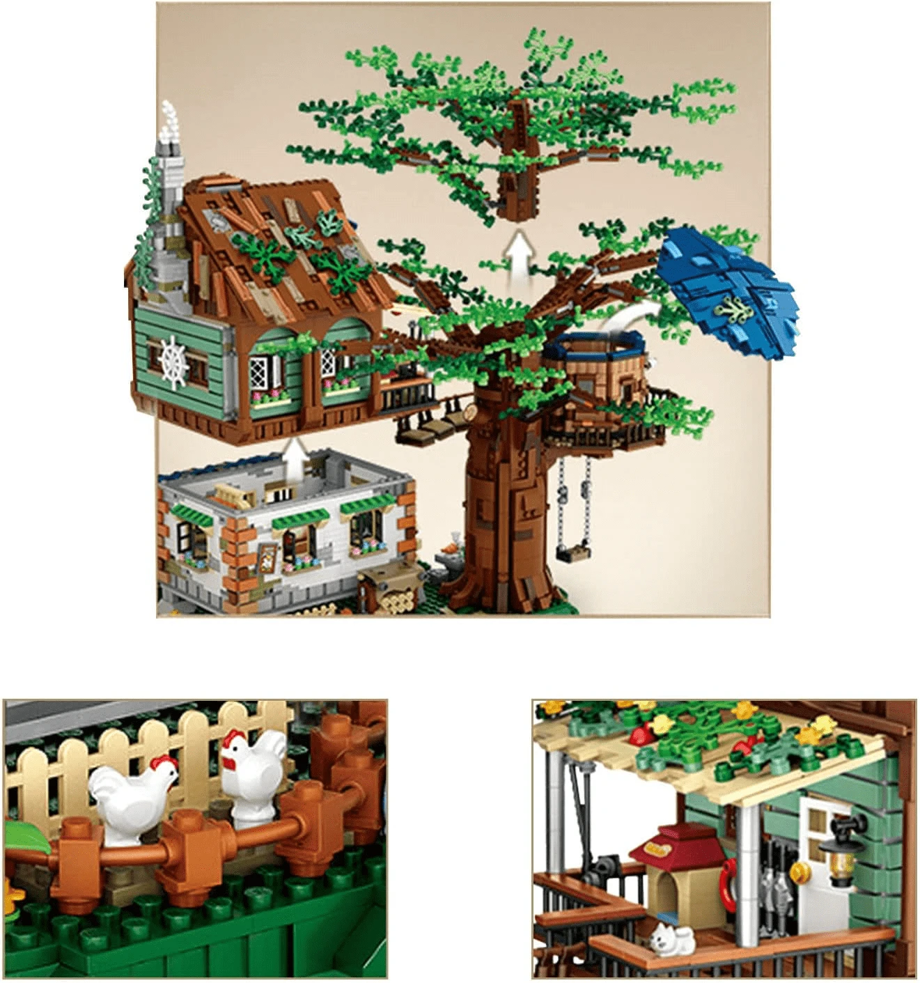 Tree House Mini Bricks Model Toys Set, DIY Forest House Building Blocks ...