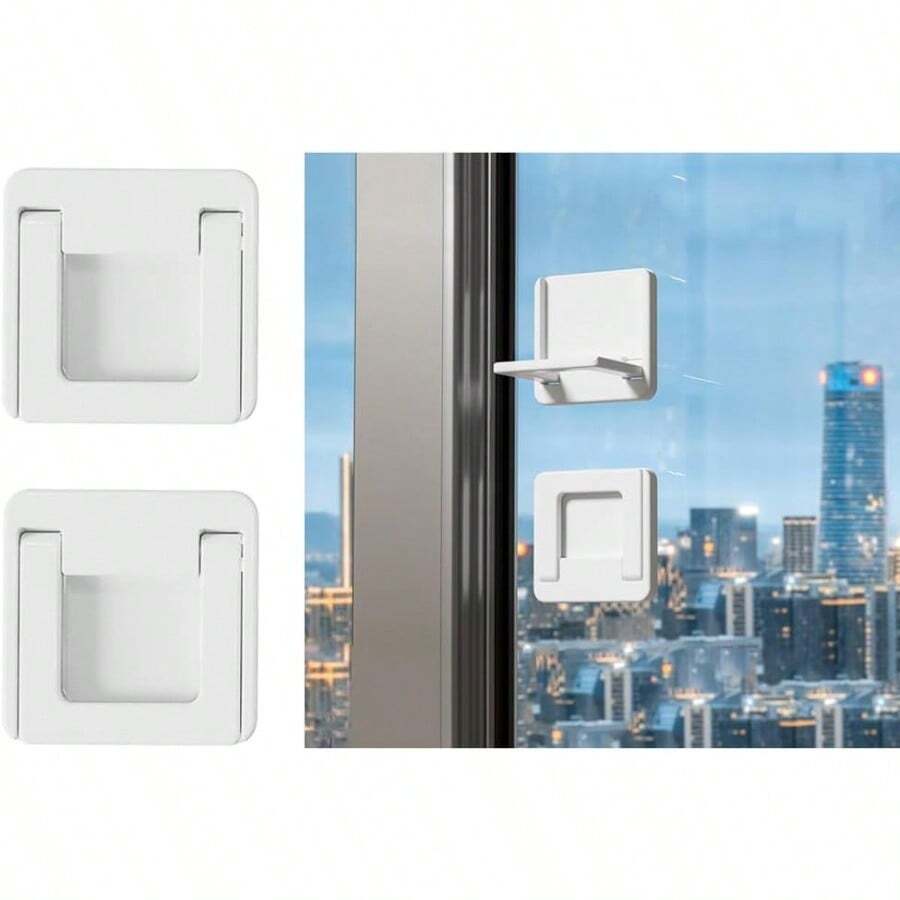 2個 スライド式ドアロック - スライドガラスドアロック - 多機能スライドドア&ウィンドウキャビネットロック - 穴開け不要の簡単取り付け ...