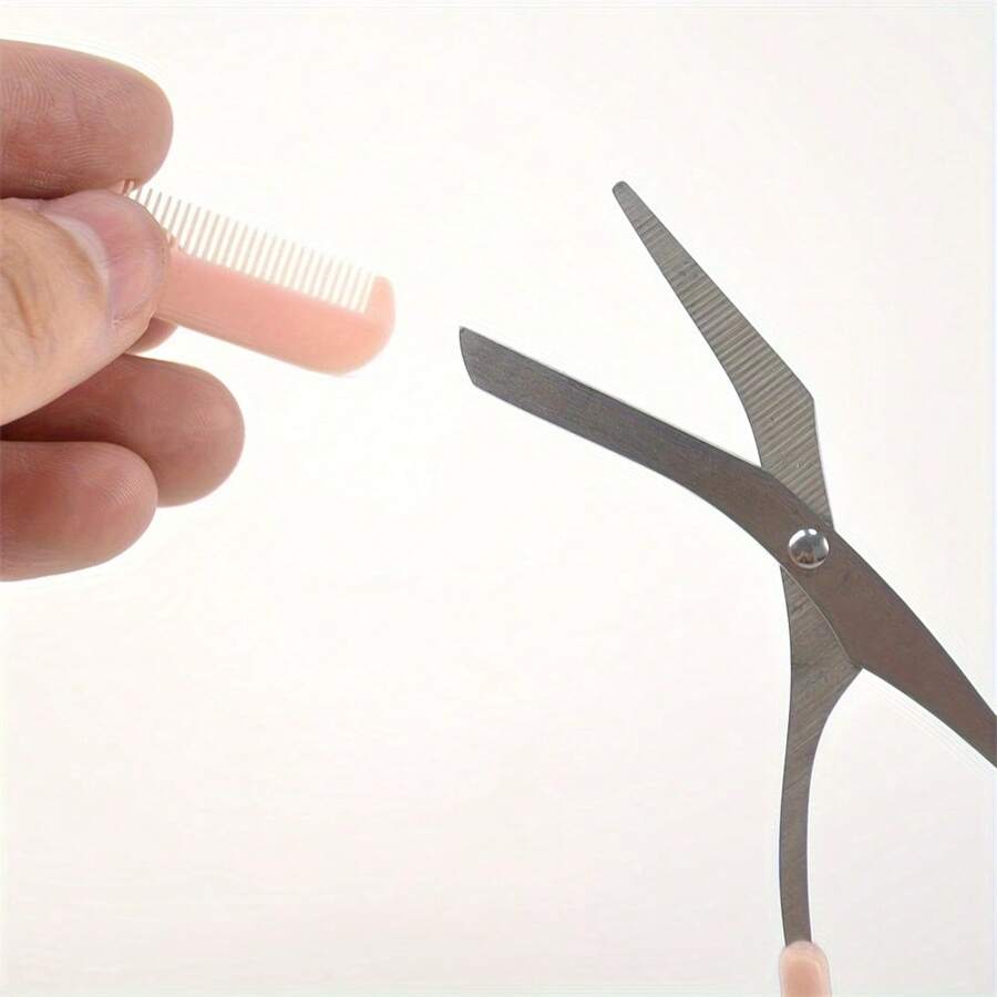 Pink Eyebrow Trimming Scissors With Built-In Comb - Stainless Steel ...