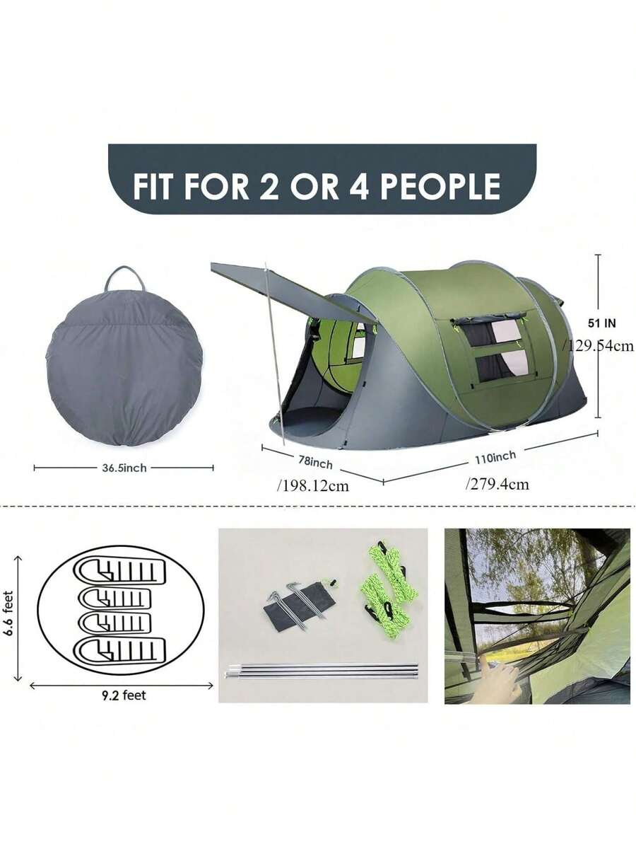 Pop Up Tents For Camping 2-4 Person Waterproof Pop Up Tent Easy Up Setup Camping Tent 2 People 2 ...