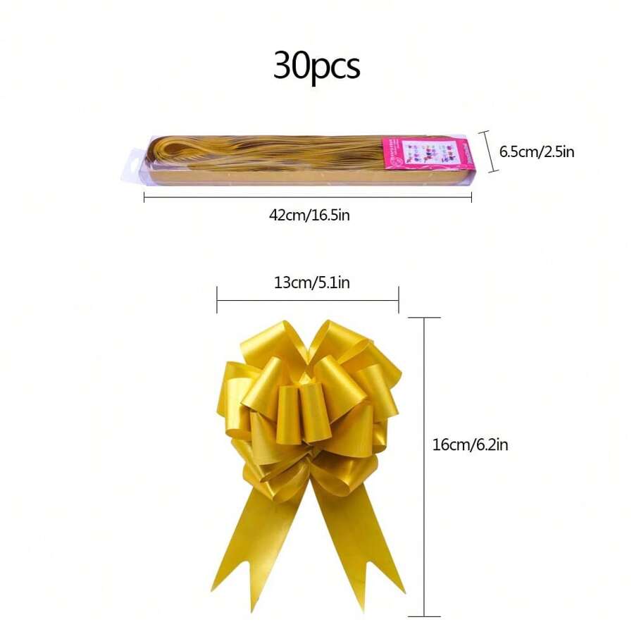 30 Pack In Plastic Large Pull Bows Gift Wrap Bows,Gold Pull Bow Wrapping Pull Bow Ribbon Pull ...