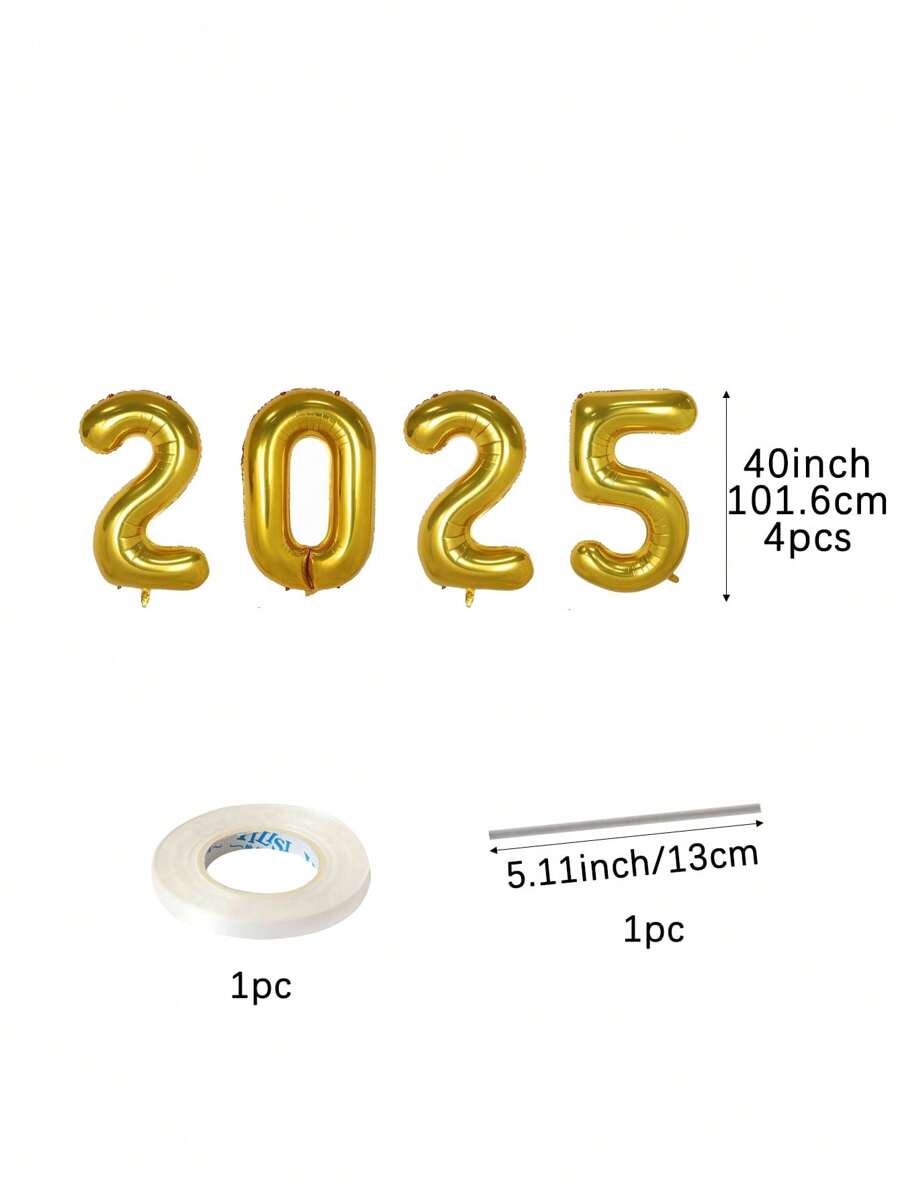 Mtrong Te 4Pcs 40Inch Happy New Year 2025 Number Balloons 2025 Foil ...