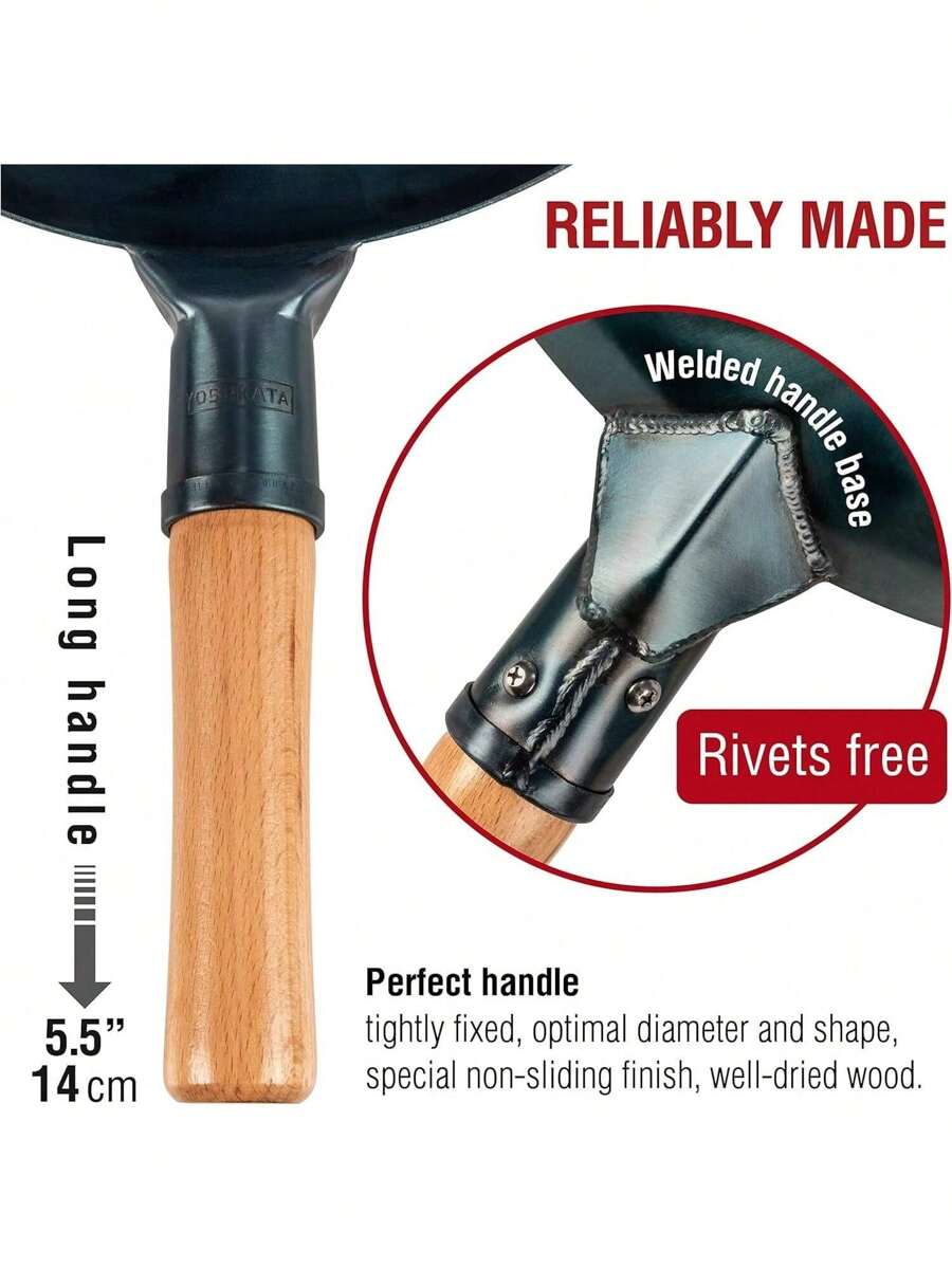 Woks And Frying Pans 34 Cm - Pre-Seasoned Flat Bottom Wok - Blue Carbon ...