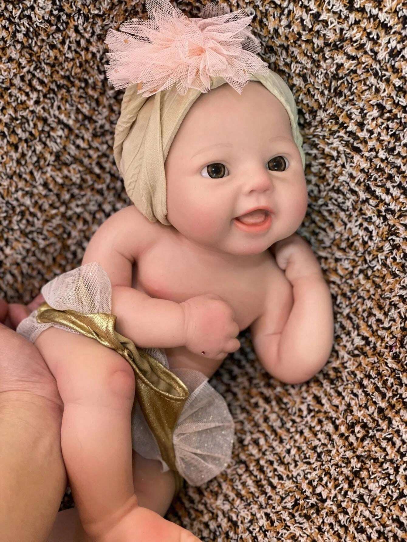 Whole Body Silicone Reborn Doll 16 Inch Emmy Handmade Open Mouth With ...