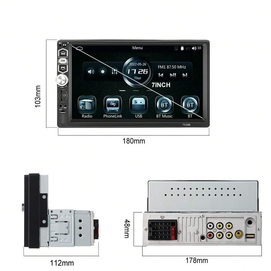 Apple CarPlay Head Unit Single Din Touchscreen Car Stereo Android Auto ...