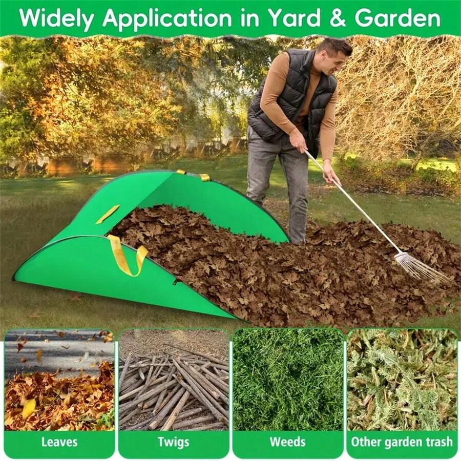 Folding Leaf Collector Bag, Portable Pop-Up Leaf Container, Reusable ...