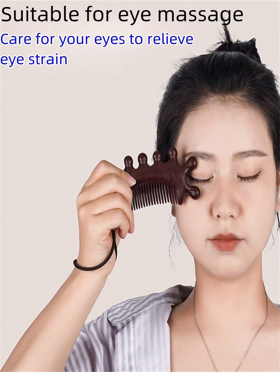 Head Massage Hair Combing Leather Meridian Comb Big Five Teeth Gold ...