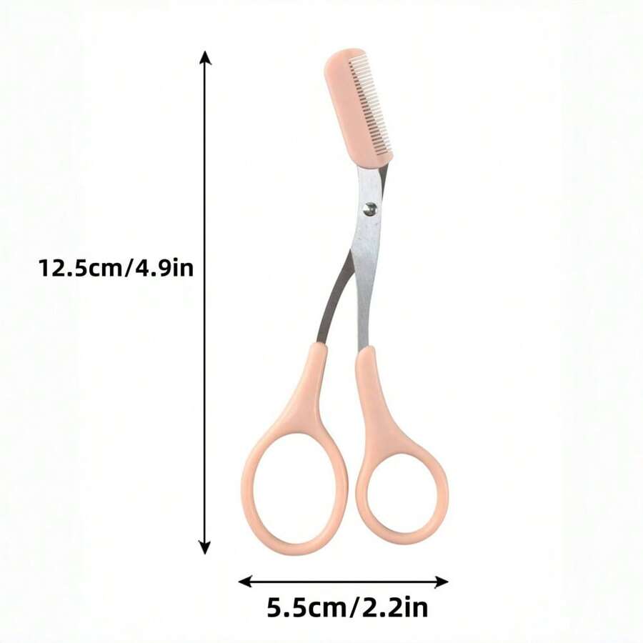 Pink Eyebrow Trimming Scissors With Built-In Comb - Stainless Steel ...