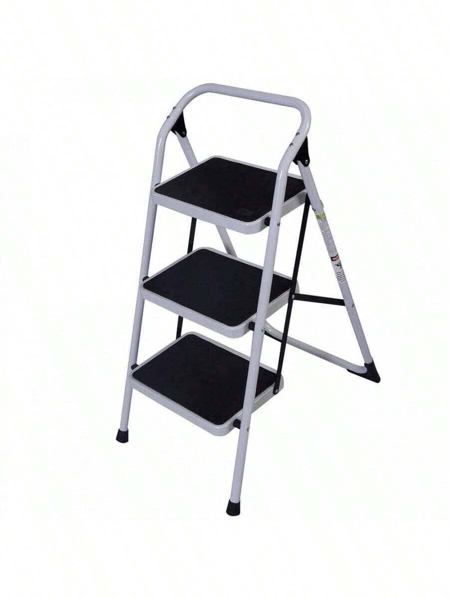 Home Use 3-Step Short Handrail Iron Ladder Black & White | SHEIN USA