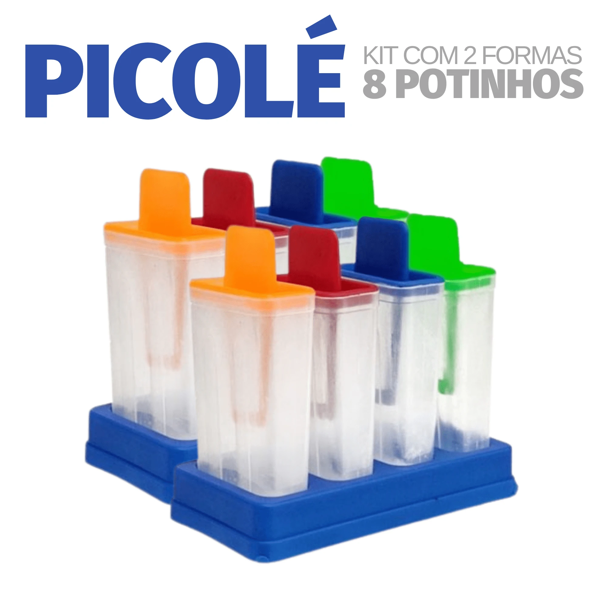 Forma De Picole 2 Unidades Kit Com 8 Potinhos 50 Ml Sorvetinho Diversos ...