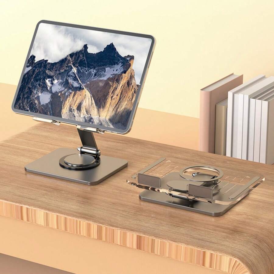 Acrylic Tablet Stand With 360 Degree Swivel Base, Foldable Adjustable ...
