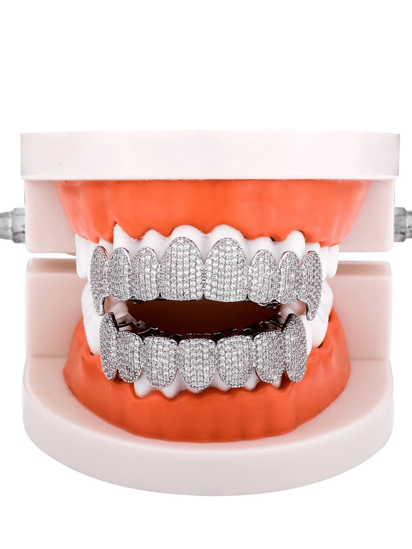 Vampire Teeth Silver Grills For Your Teeth Diamond Grillz For Women 18K ...