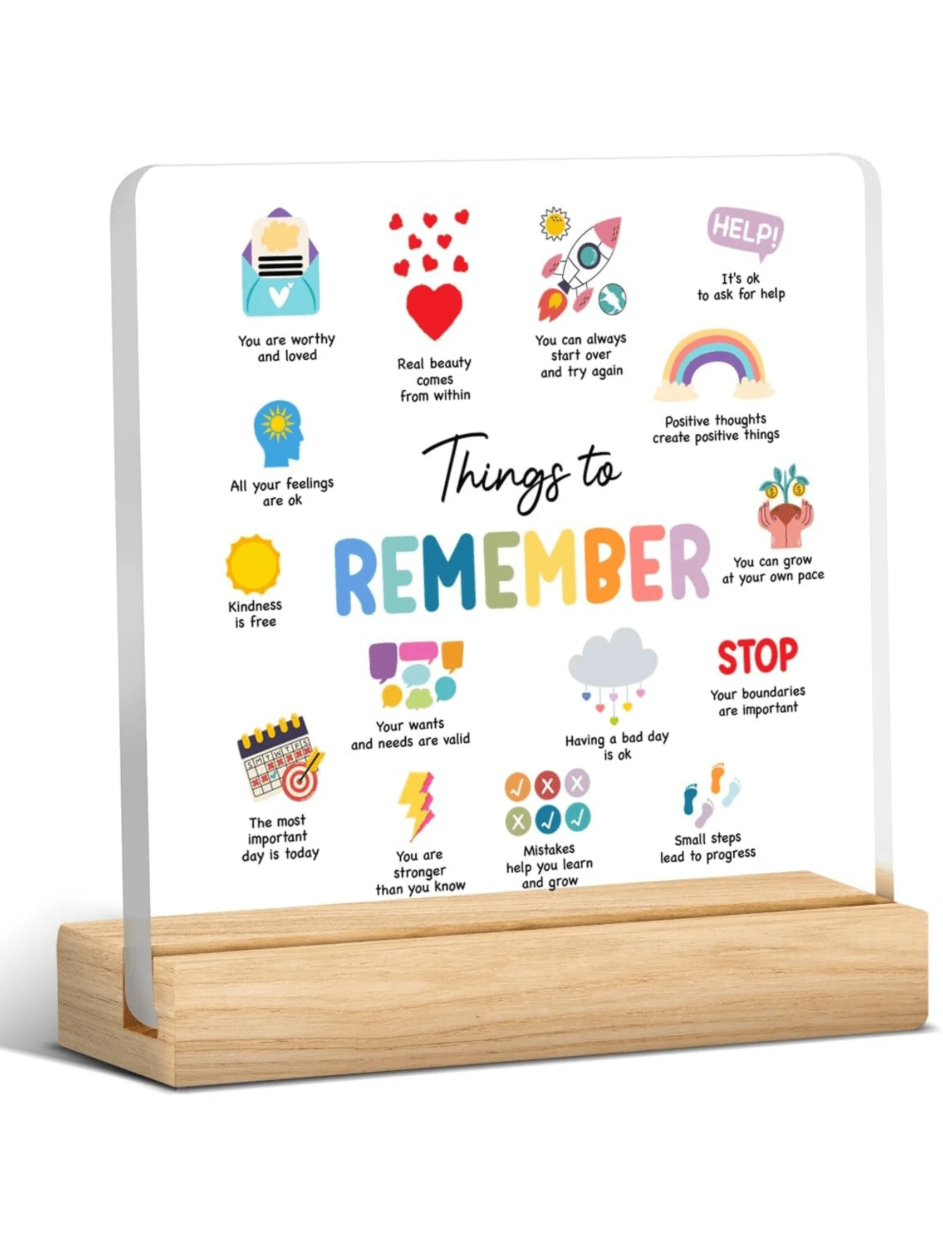 Mental Health Desk Decor Positive Affirmations Acrylic Desk Plaque Sign ...