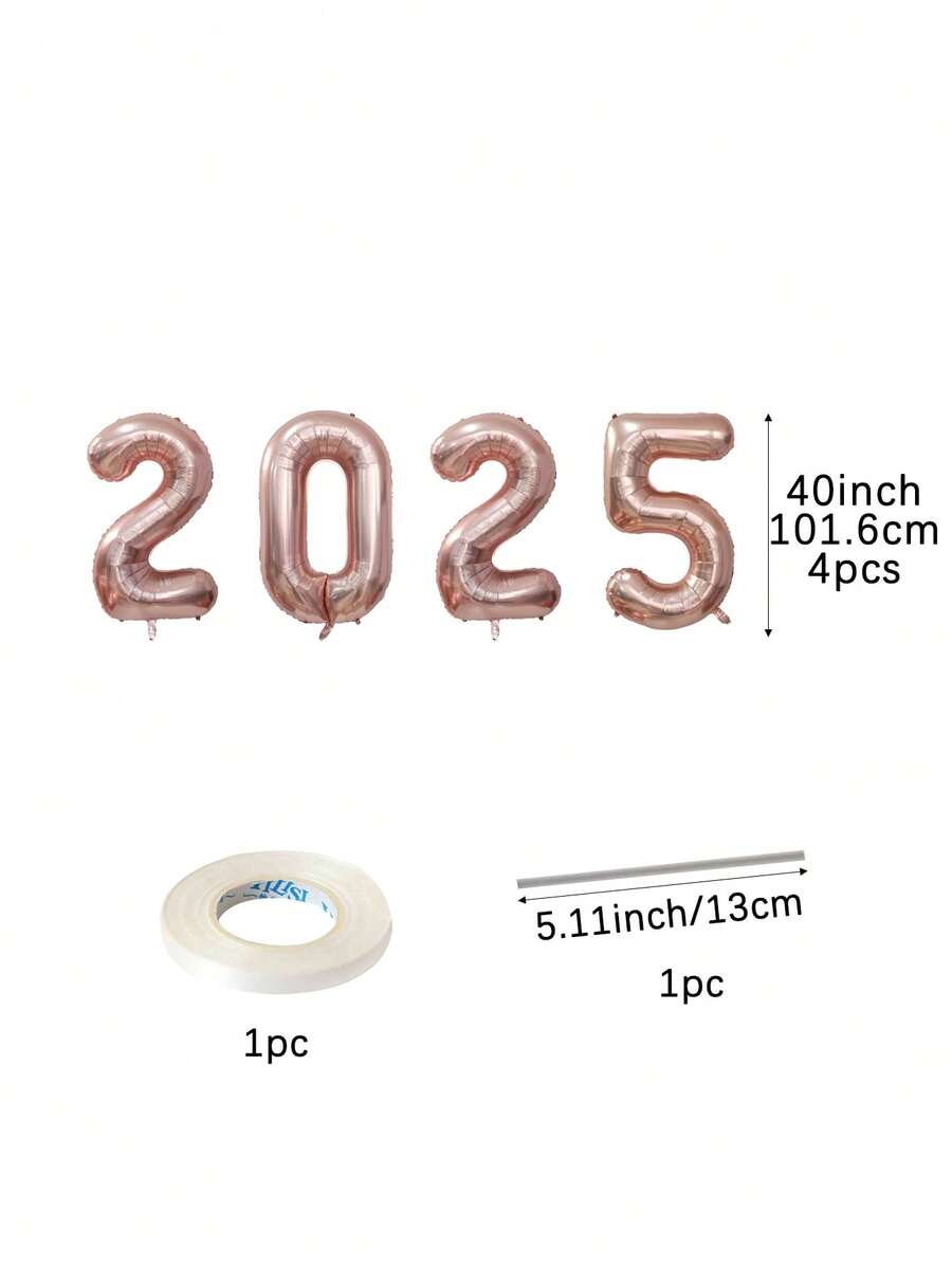 Mtrong Te 4Pcs 40Inch Happy New Year 2025 Number Balloons 2025 Foil ...
