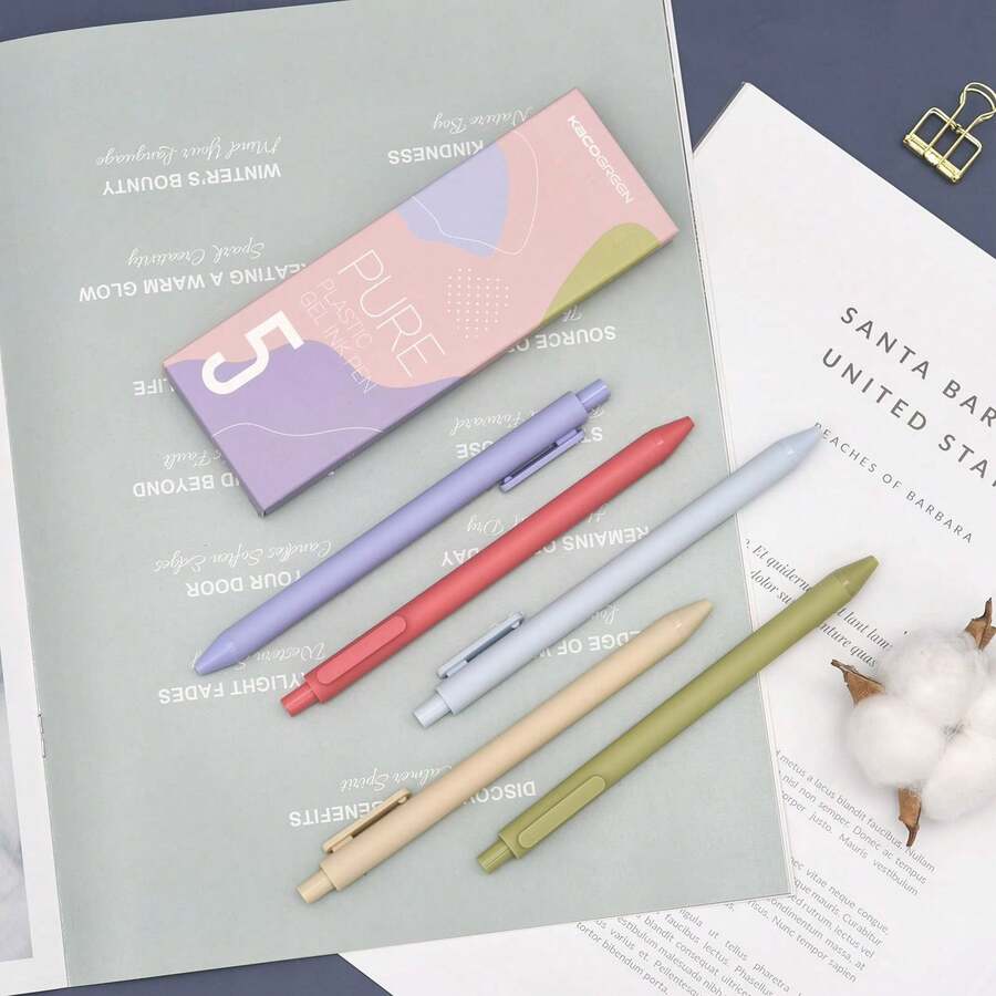 Pack Of 5 Pieces Colored Ink Pens Retractable Cute Pens For Note Taking ...