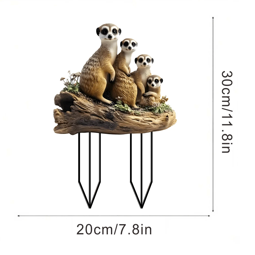 1pc Meerkat Family Garden Stake Sunlight Catcher, 2D Acrylic Outdoor ...