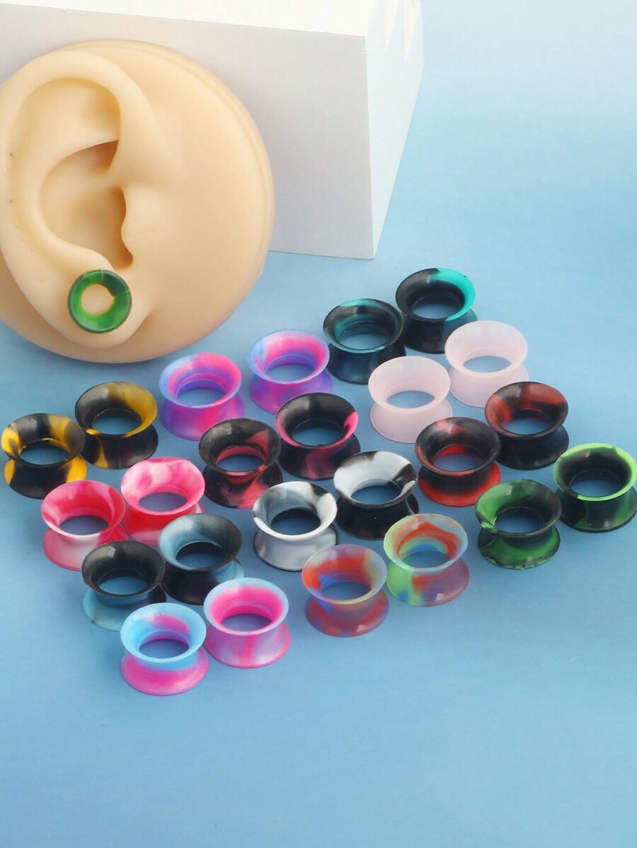 2pcs Thin Silicone Ear Plugs Tunnels Flexible Ear Earlets Soft Ear ...