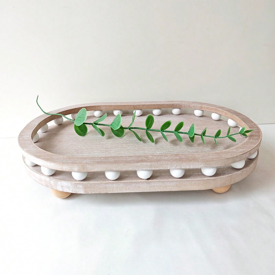 1pc Vintage Wooden Storage Tray, Decorative Organizer Tray For Kitchen ...