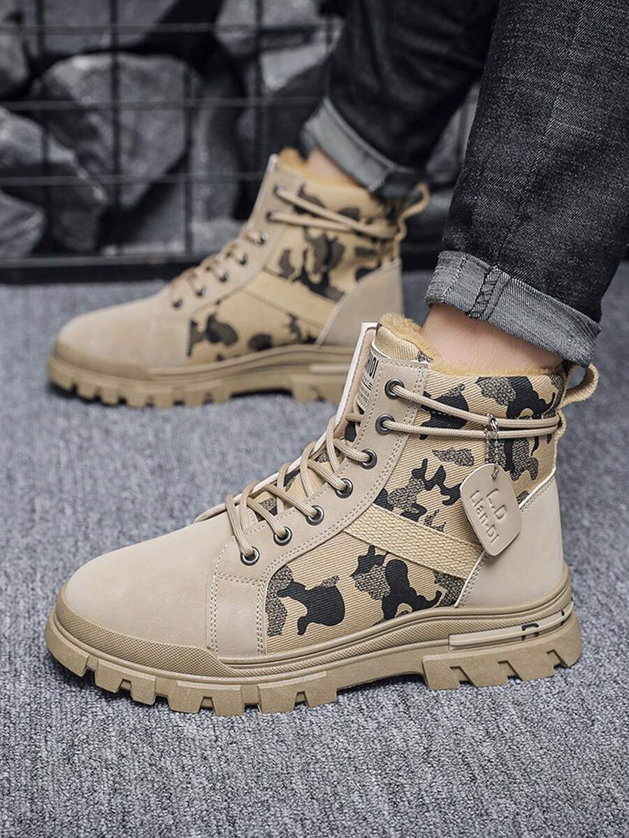 Winter Boots Men, Thermal Lined High Top Work Boots, Vintage Combat ...