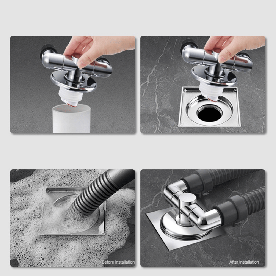 3-Way Floor Drain Siphon Washing Machine Drain Pipe Fittings, Anti-Odor ...