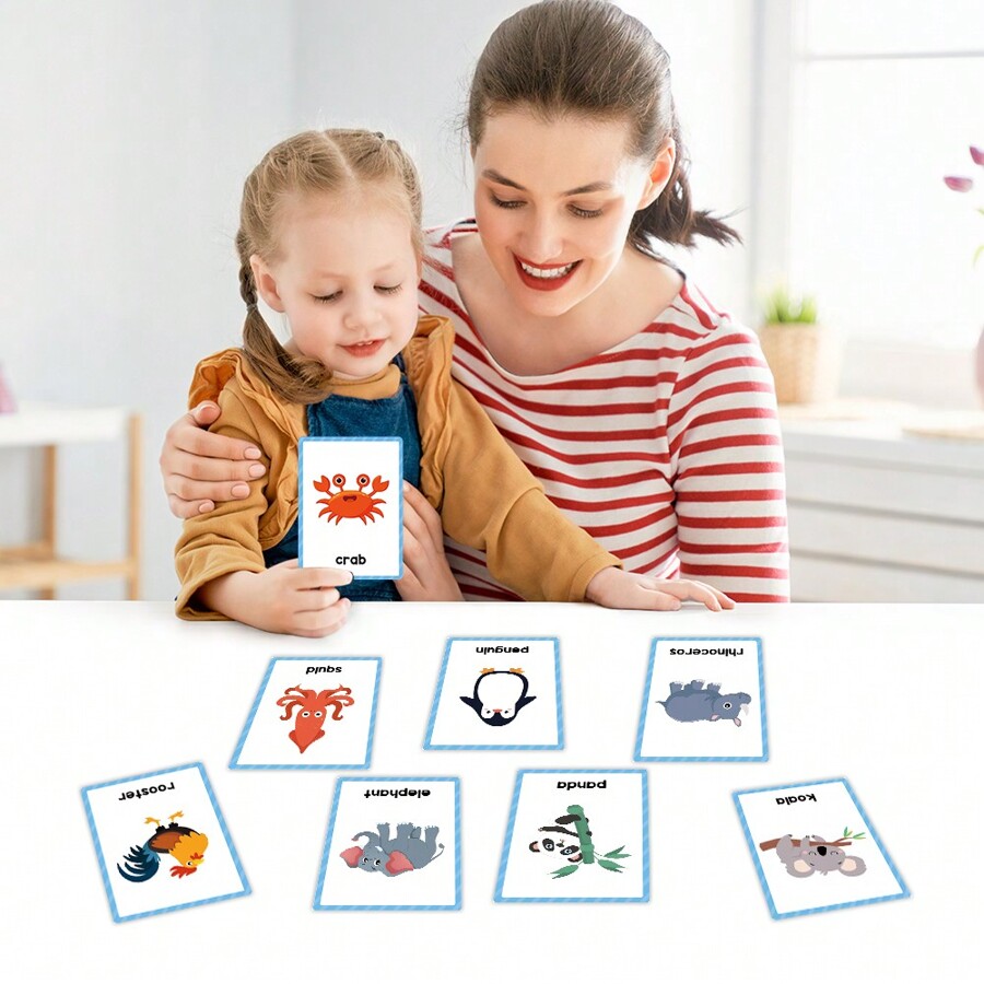 25 Cards Animals Flashcards Learning English Words Cognitive Flashcards ...