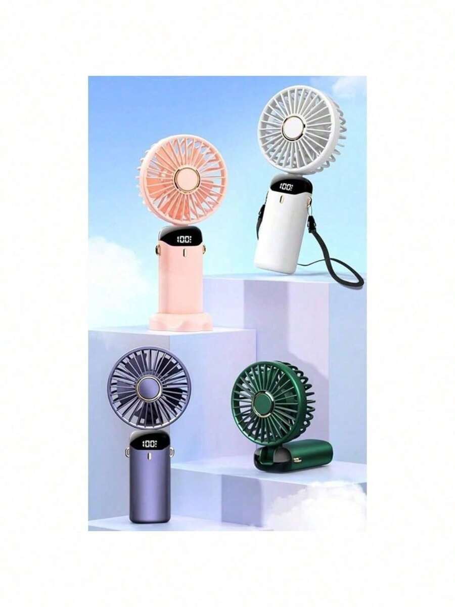 Mini Rechargeable Table Fan With LED Display Portable Desktop Small Fan ...