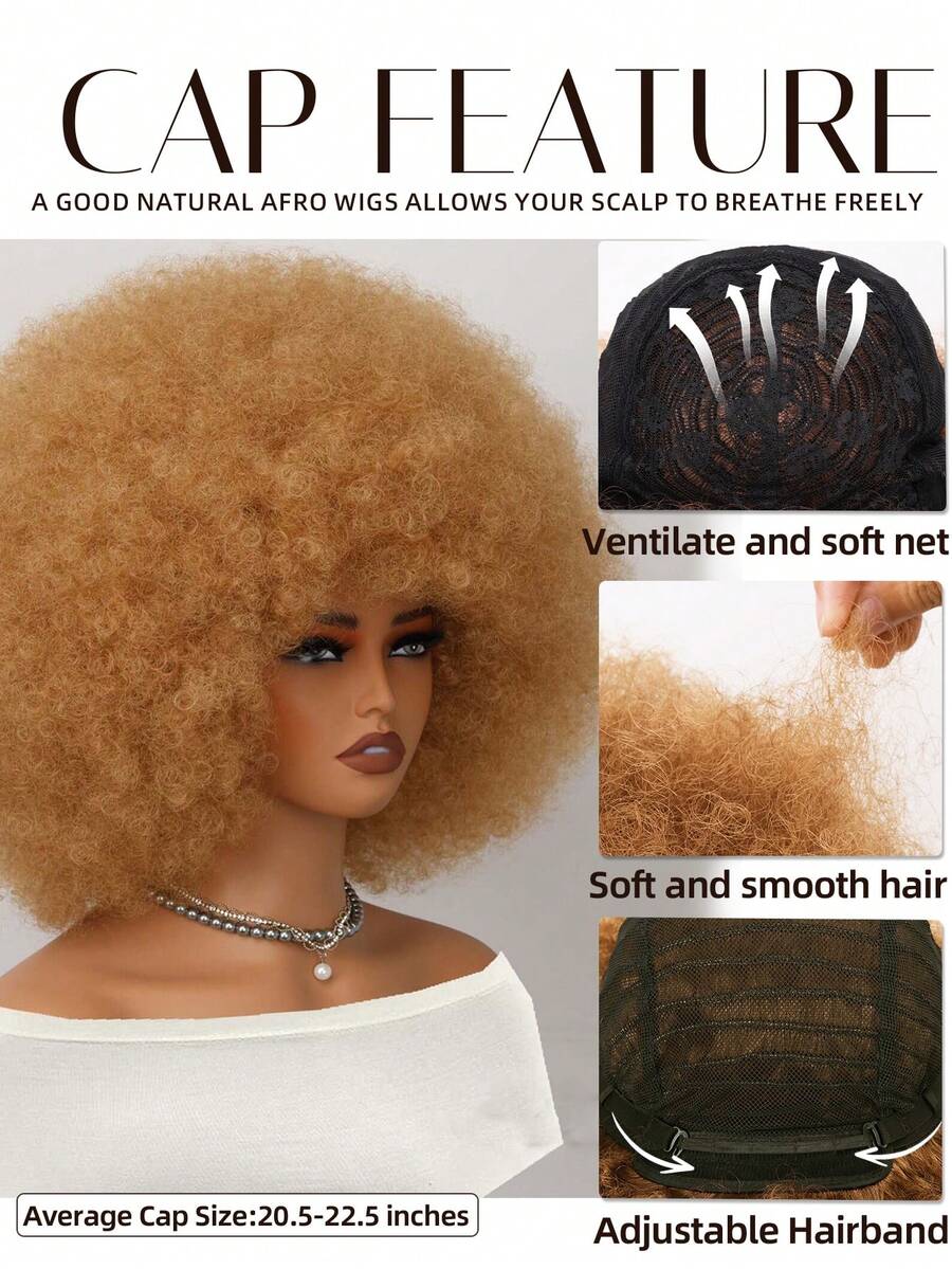 DZfirst Short Synthetic Afro Wigs For Women African Yellow 10-12 Inch ...