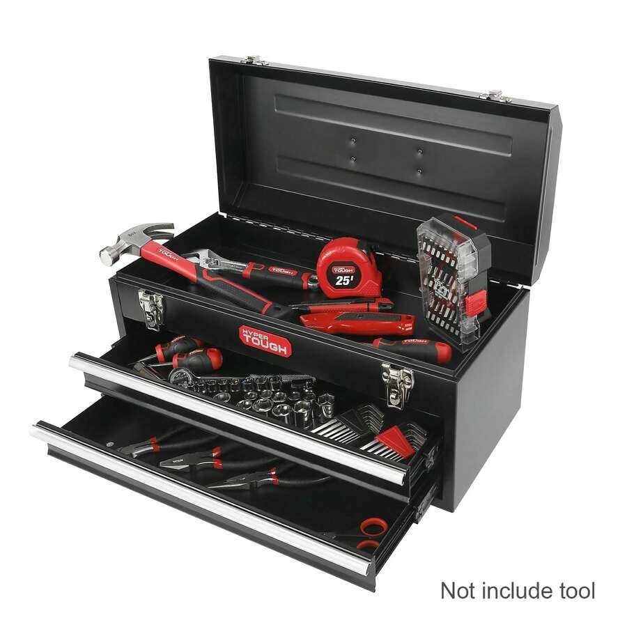Hyper Tough 20-Inch 2-Drawer Tool Box, Tool Chest With Flip-Up Lid ...