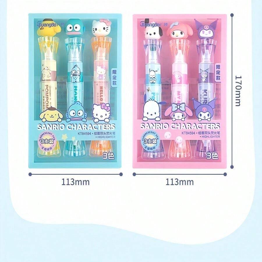 Sanrio Sanrio-Modell Süßigkeiten-Puppe doppelköpfiger Frischmalstift-Marker mit Textmarker-Set ...