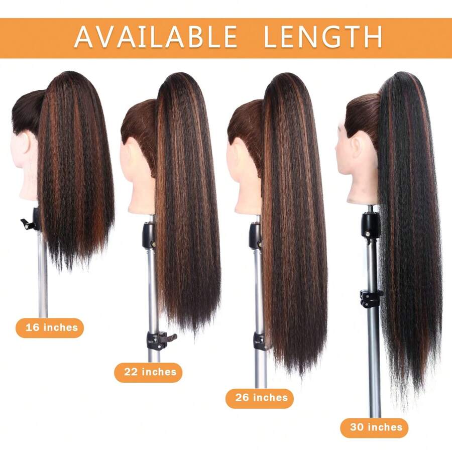 30 Inch Kinky Straight Ponytail Wrap Around Long Ponytail Extension ...