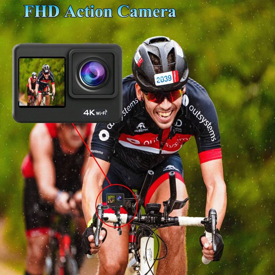 4K Dual Screen WIFI Outdoor Sport Camera Cycling Camera Camcorder 30m ...