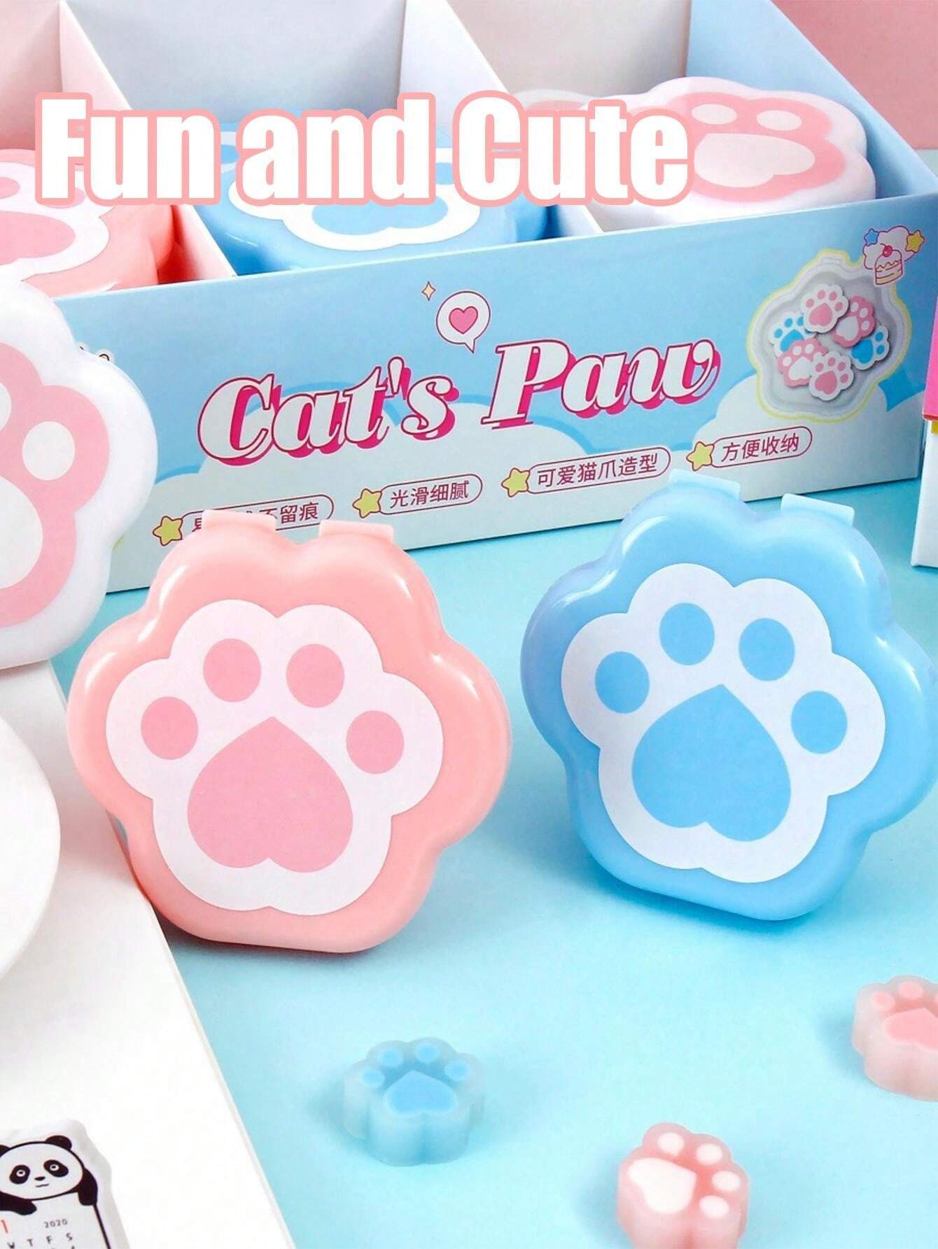 1pc Cat Paw Cute Eraser Girl Pencil Eraser Student Rubber Cartoon Pen ...