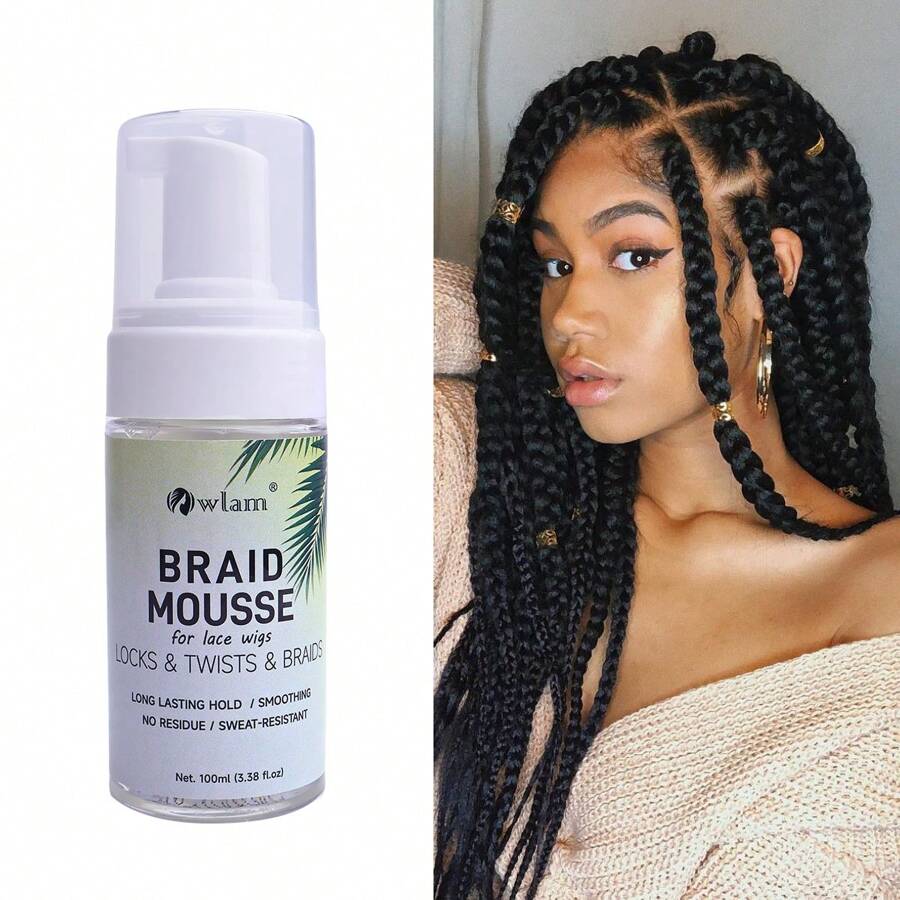 owlam 100ml Extra Hold Braid Mousse - Frizz Control & Moisturizing Hair ...