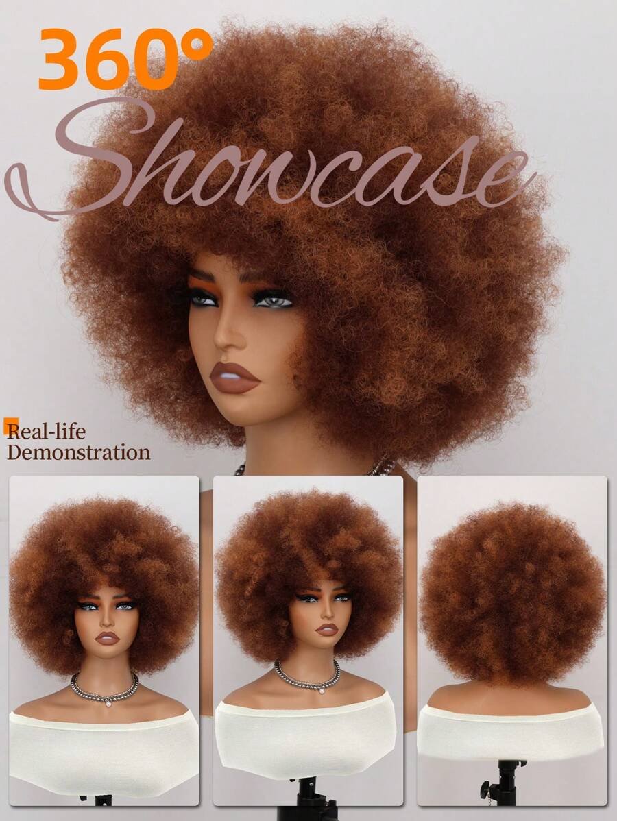 DZfirst Short Synthetic Afro Wigs For Women African Mixed Brown 10-12 ...