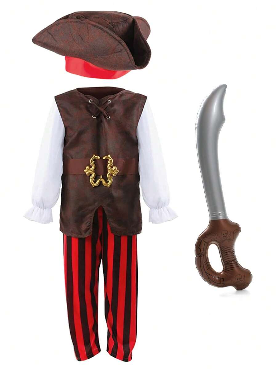 5pcs Boys Pirate Costume Kids Fancy Dress Swashbuckler Captain ...