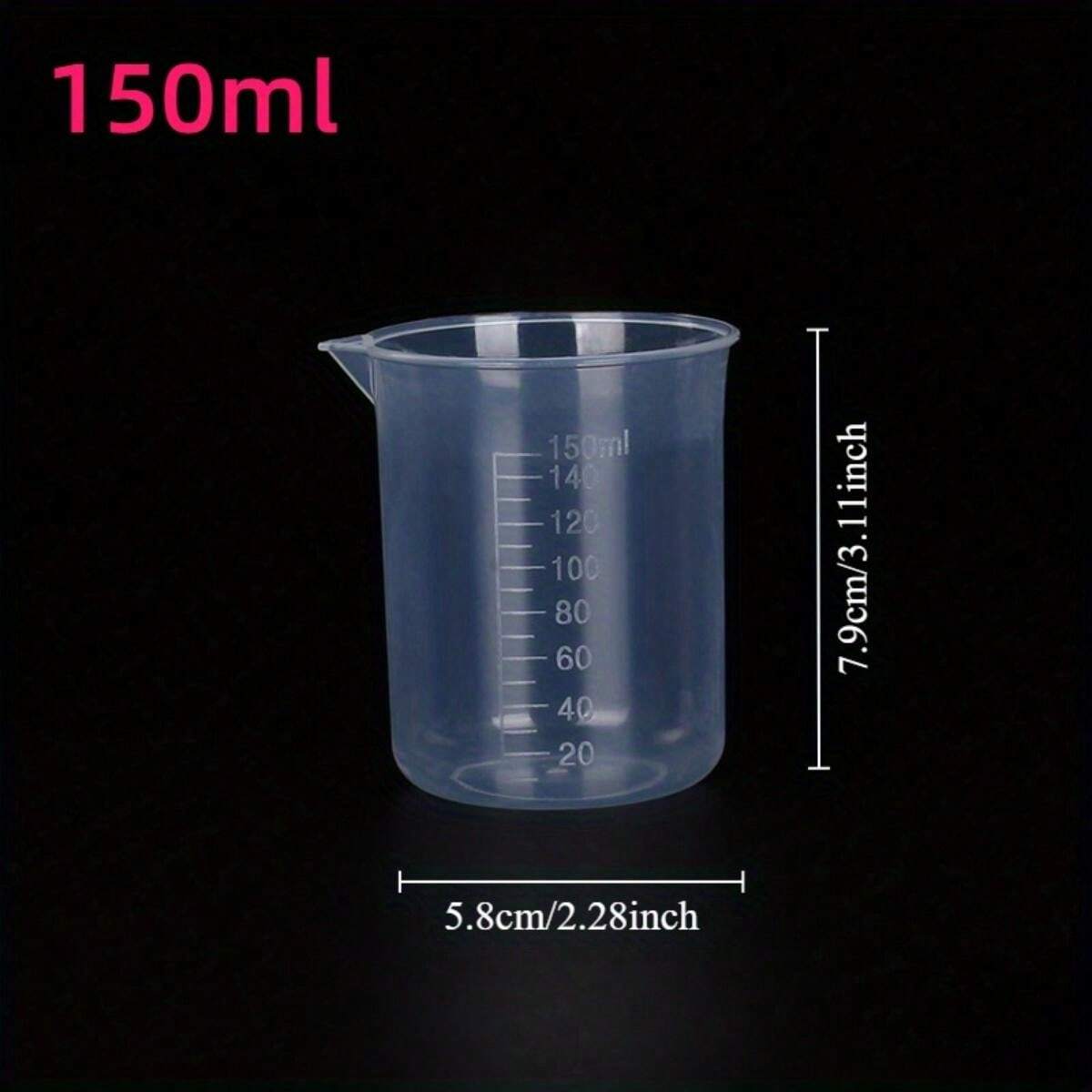5pcs Clear Plastic Beaker Set 50-250ml For Laboratory Chemicals, Resin ...