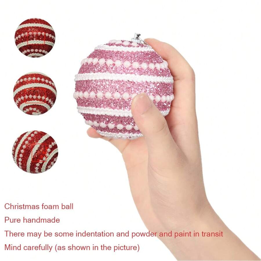 4pcs/Set 8cm White Christmas Ball Ornaments, Christmas Tree Decorations ...