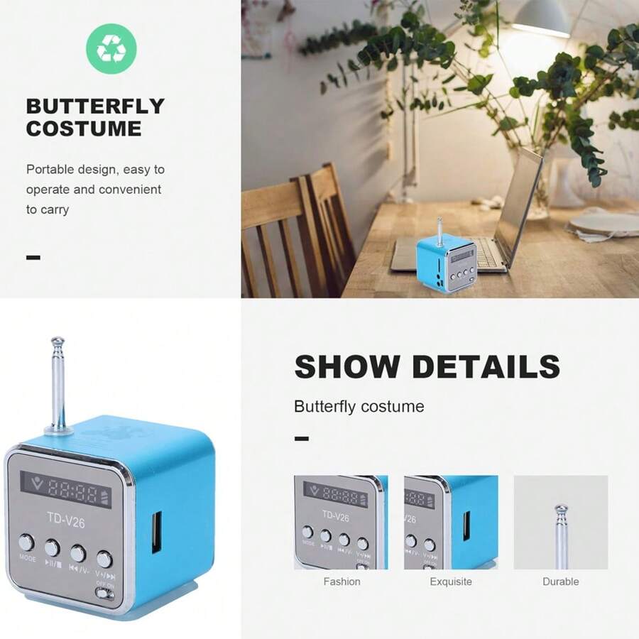 ลำโพงบลูทูธ มินิ ลำโพง เครื่องเล่นเพลง แบบพกพา วิทยุ FM สเตอริโอ Pc Mp3 ...