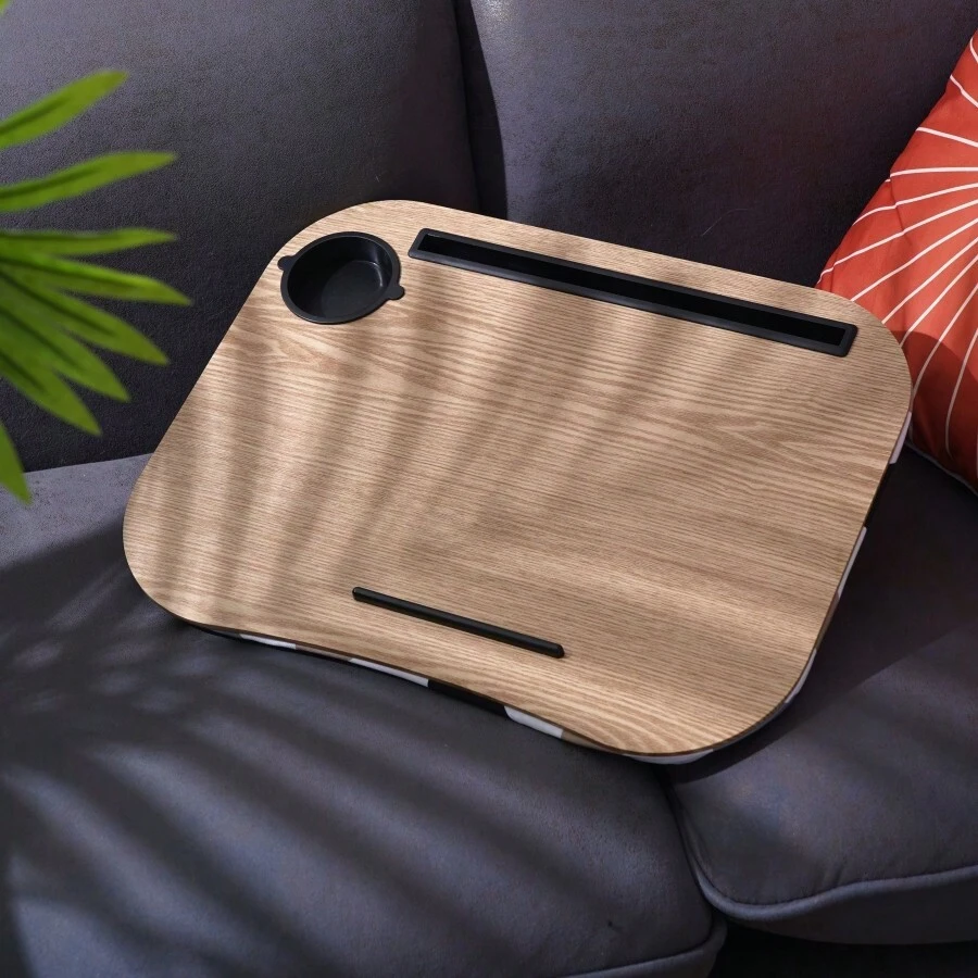 1pc Premium Portable Lap Desk - Durable Wood With Memory Foam Cushion ...