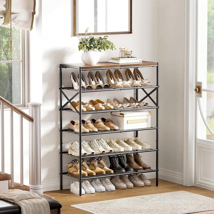 6-Tier Metal Shoe Rack Organizer Shoe Storage For Entryway 18-24 Pairs ...