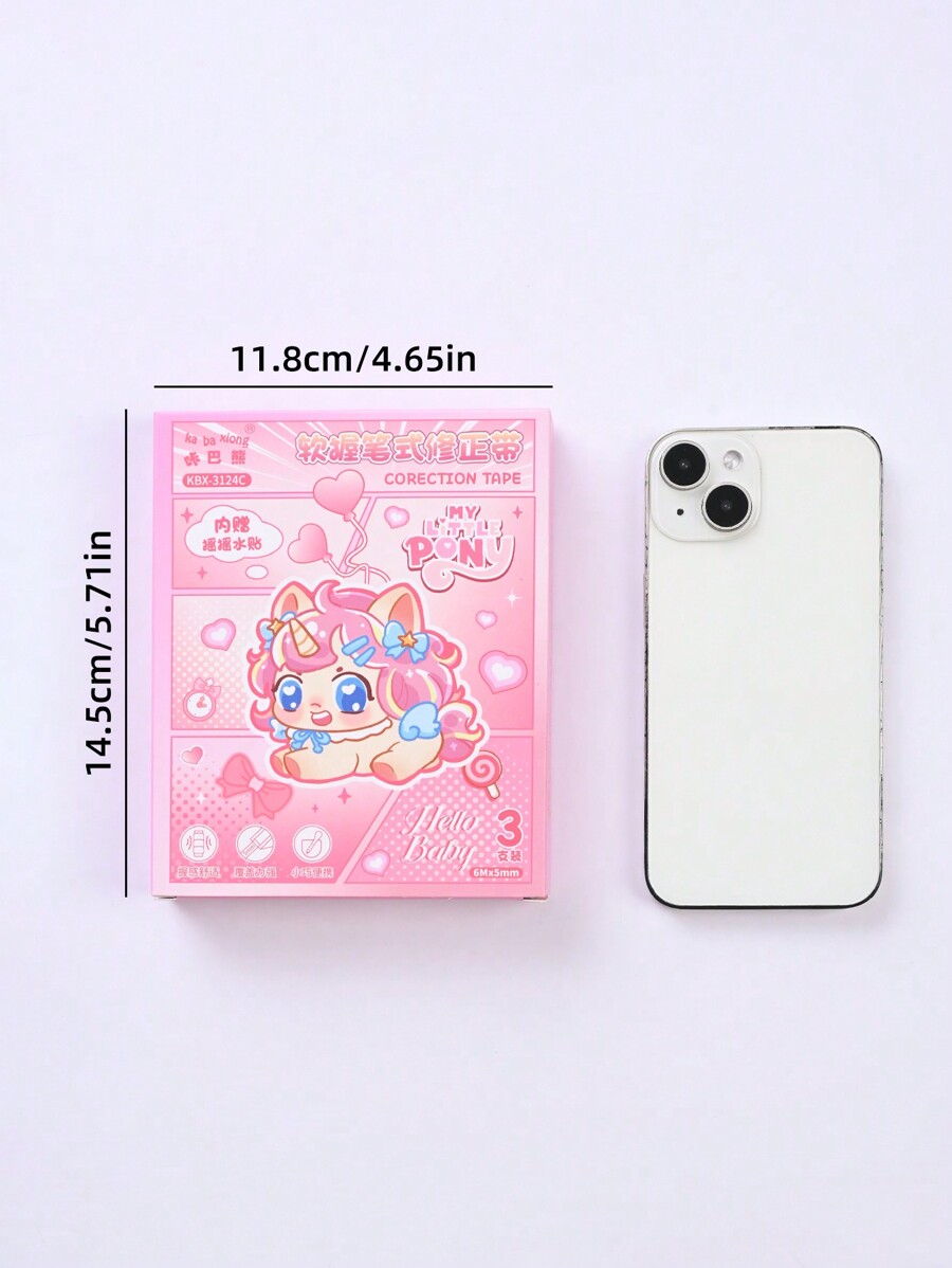 3 Pcs(1 Box) High Capacity Pink Correction Tape Stationery | SHEIN