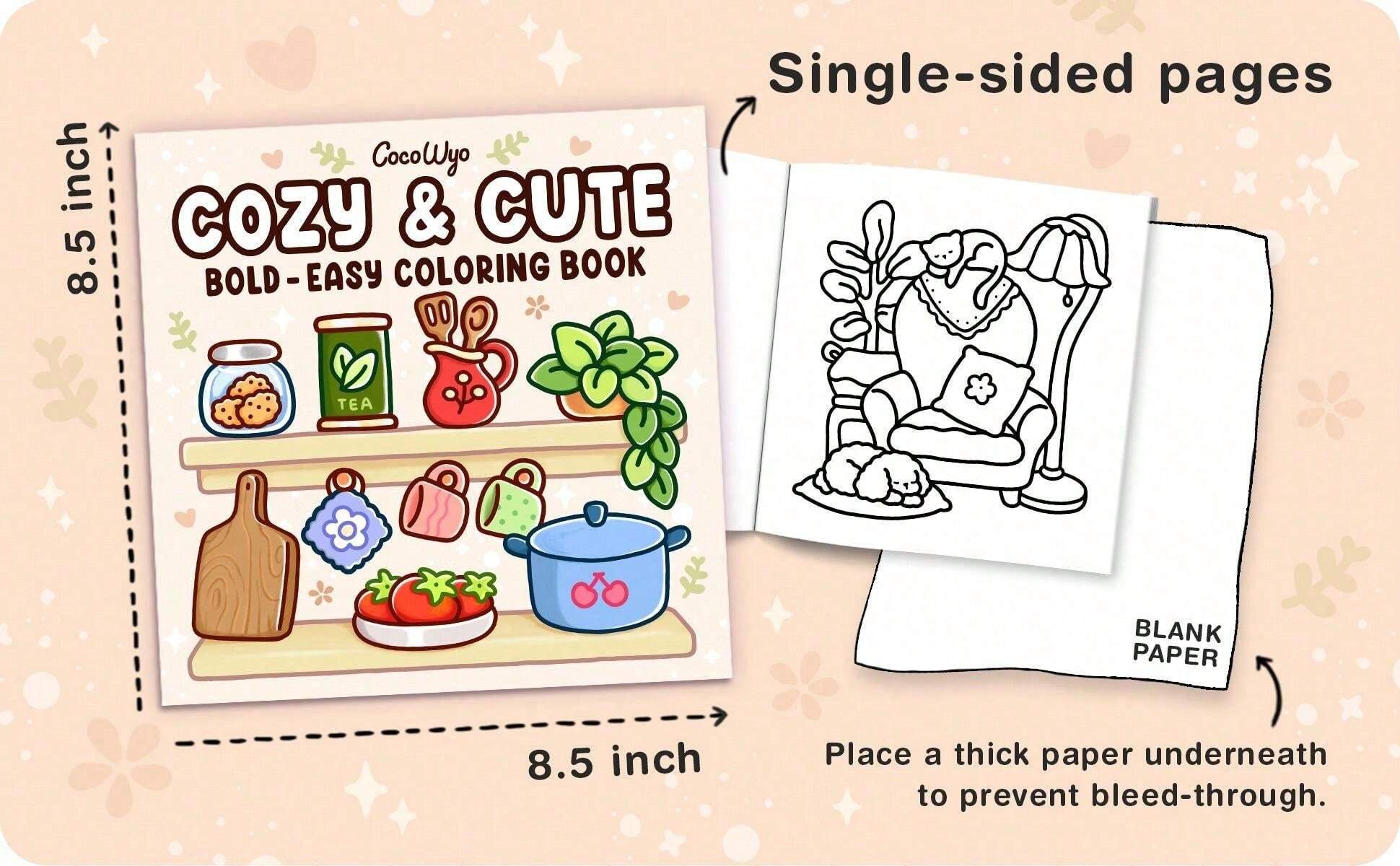 Libro para colorear acogedor y lindo con diseños audaces y relajantes ...