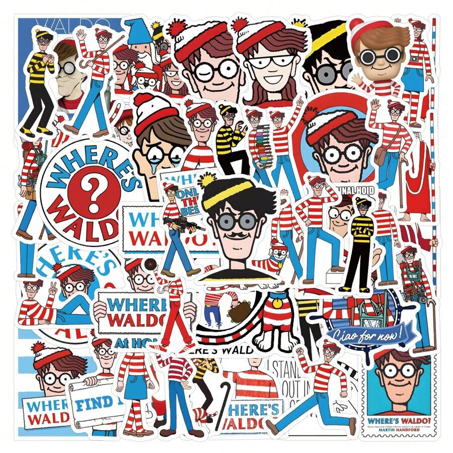 50Pcs Wheres Waldo Stickers Graffiti Stickers Fun Stickers Wheres Waldo ...