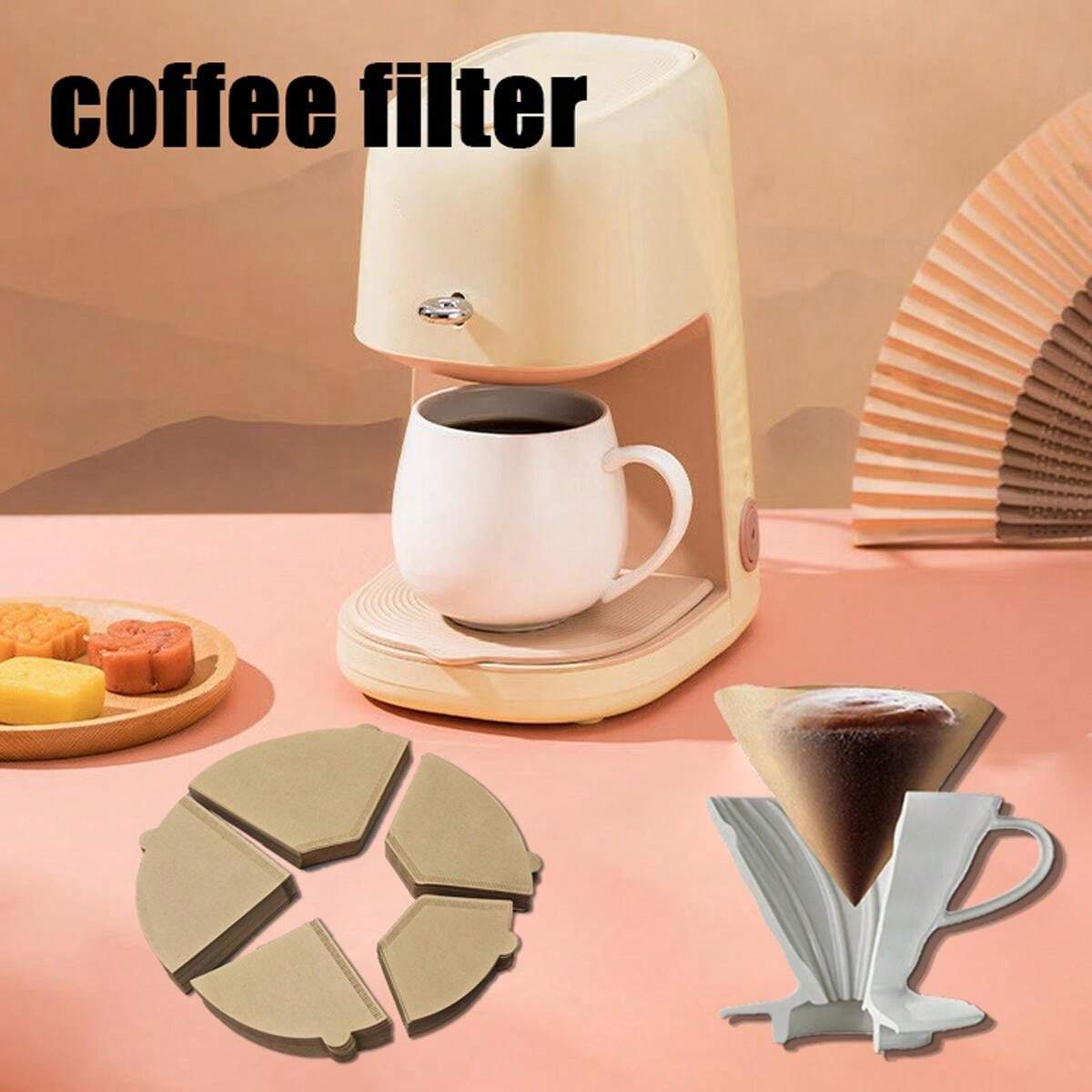 100 4-Cone Coffee Filters, Unbleached Natural Paper, Non-Blow-Out ...