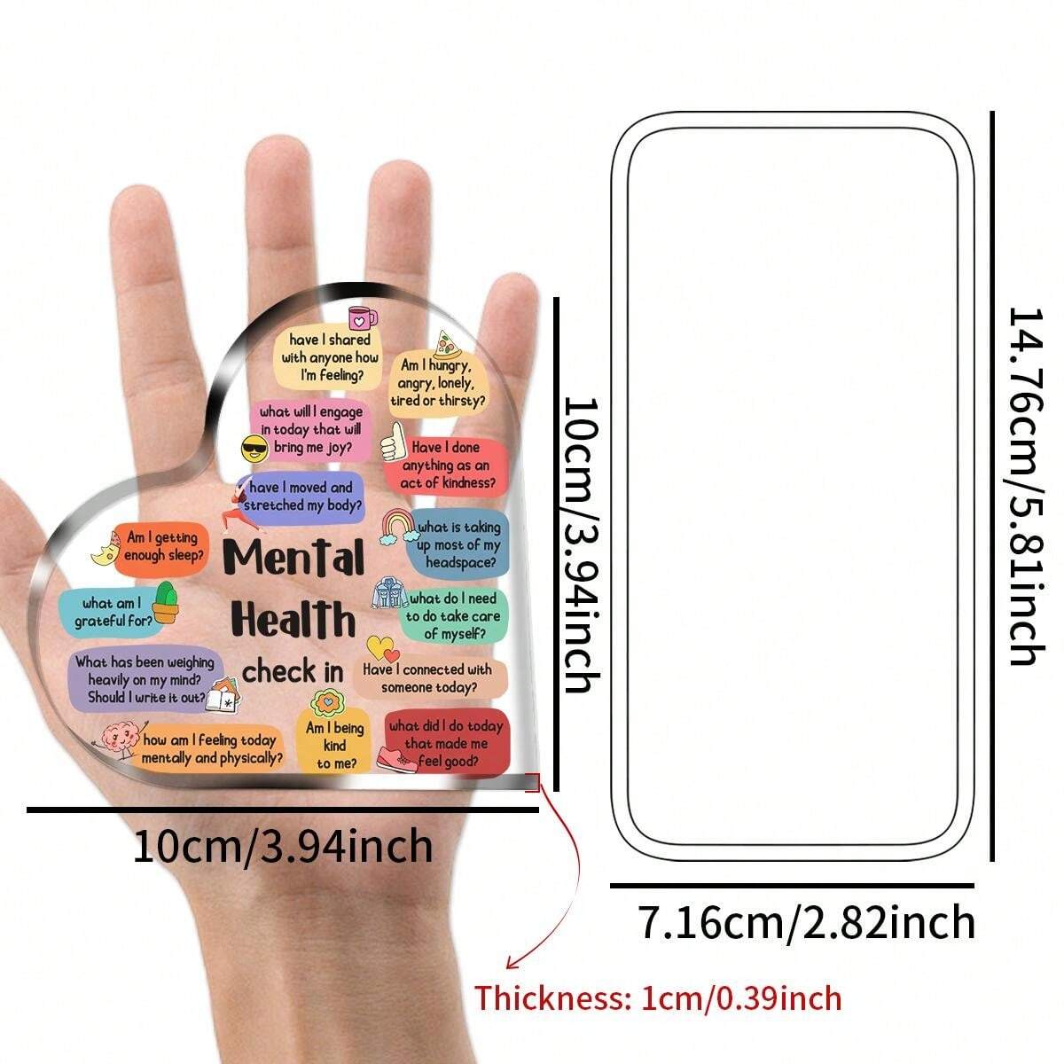 1 pieza Placa de salud mental, Letrero con corazón acrílico de "Check ...